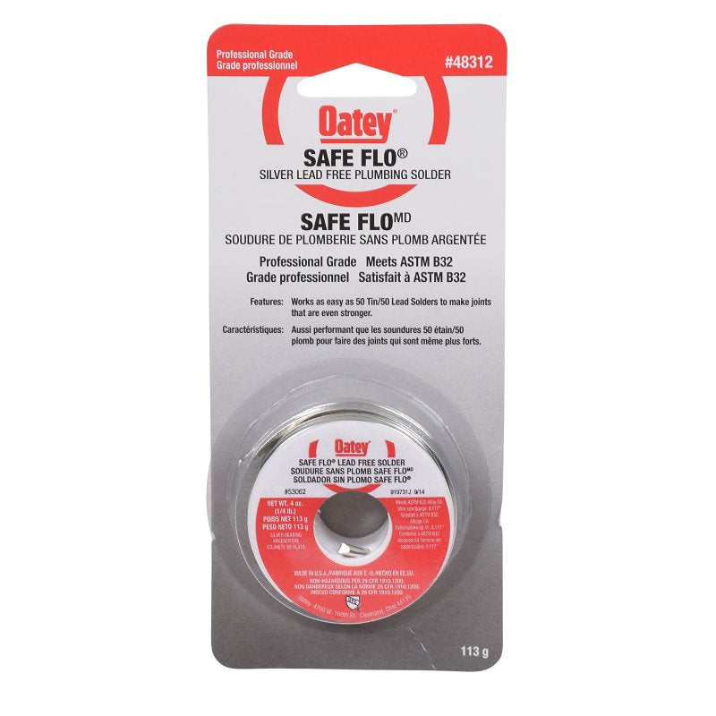Oatey Safe-Flo 48312 Wire Solder, 113 g Carded, Solid, Silver Gray, 21 ...