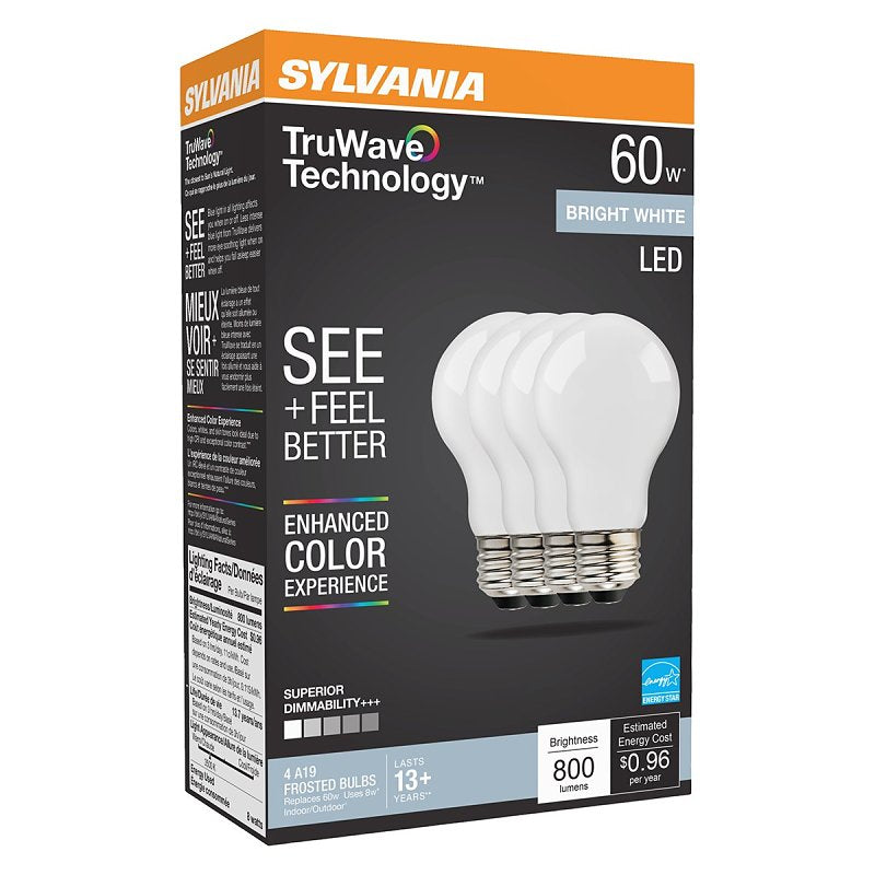 Sylvania Natural 41295 LED Bulb, A19 Lamp, 60 W Equivalent, E26 Medium ...