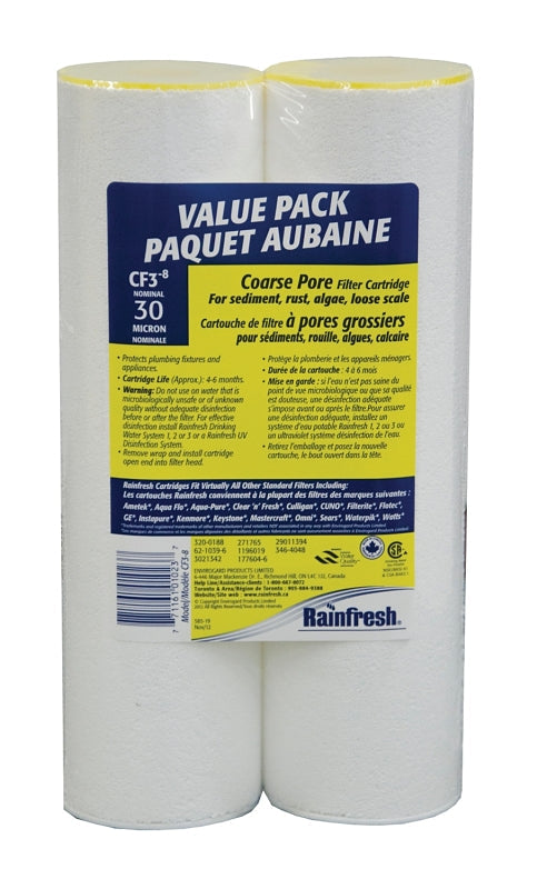 Rainfresh CF Series CF3-8 Water Filter Cartridge, 30 um Filter, Polyet ...