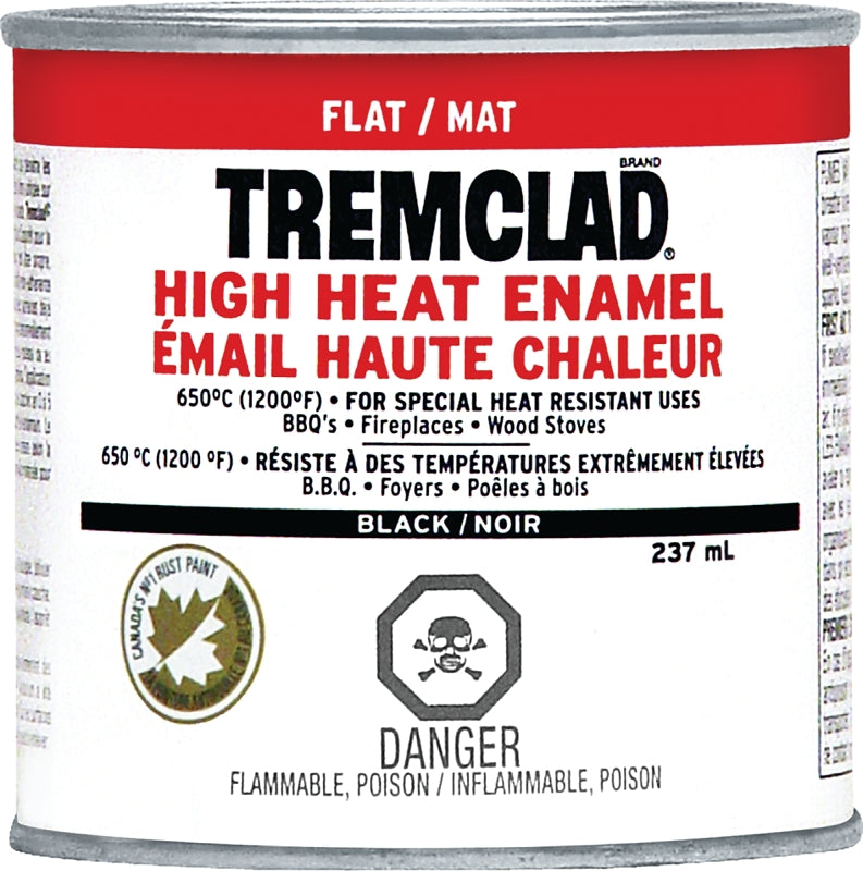 RUST-OLEUM TREMCLAD 29300125 Enamel Paint, Flat, Black, 237 mL Can ...