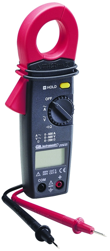 Gardner Bender GCM-221 Clamp Meter, 600 A, 600 VAC, 600 VDC, 1 MOhm, L ...